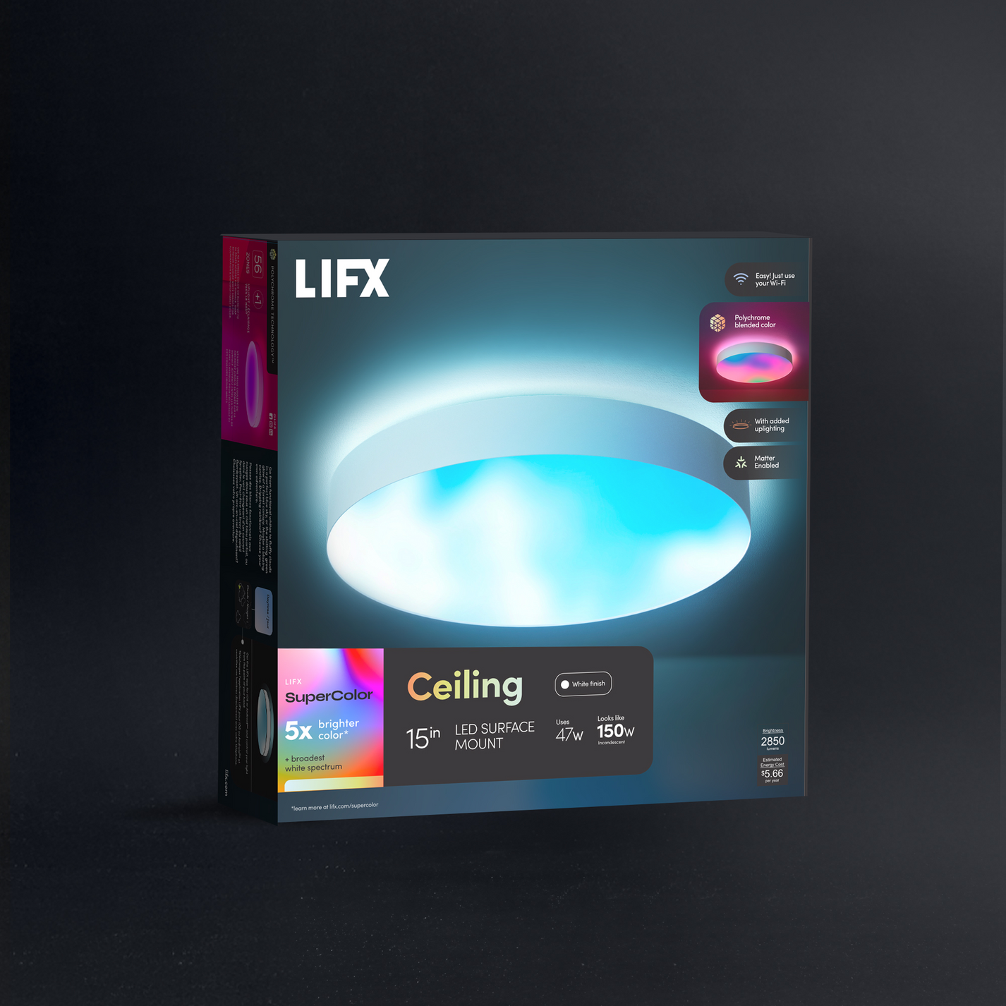 LIFX SuperColor 15" Ceiling Light White Trim - 2850 Lumens | LIFX