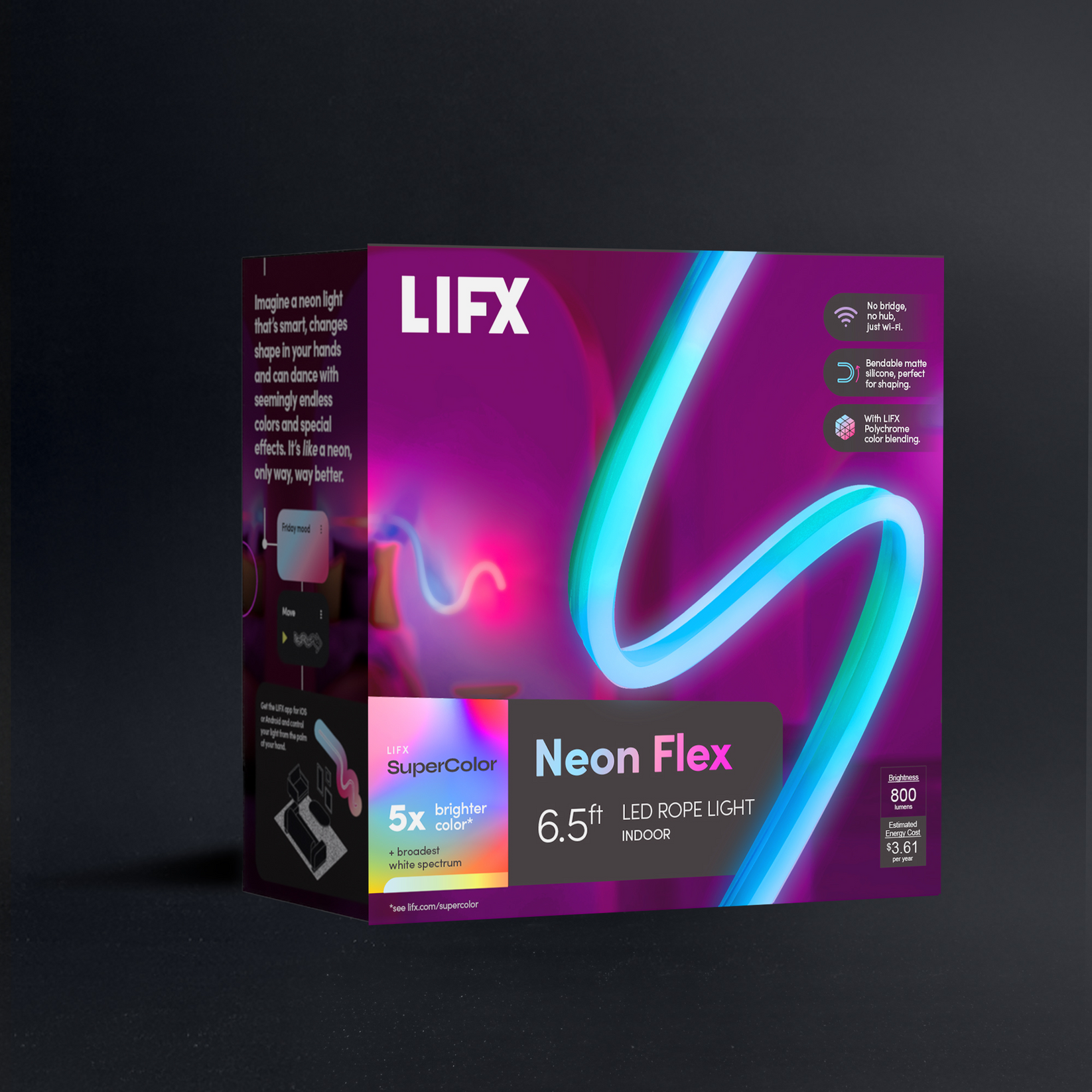 LIFX Indoor SuperColor Neon Flex 6.5ft - 800 Lumens | LIFX